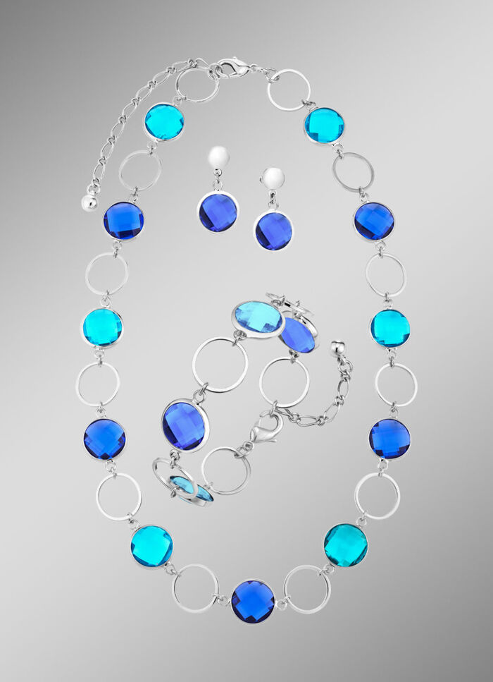 Schmuckset, 3-teilig, mit Kristallsteinen - | MONA