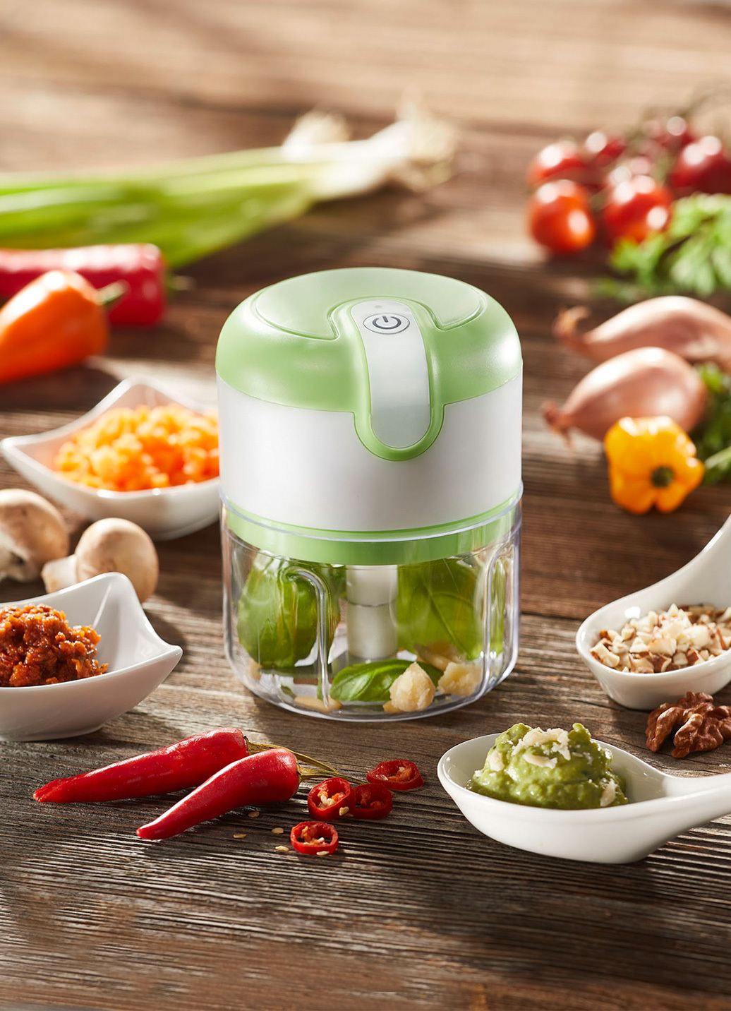Akku-Zerkleinerer Livington 3 Seconds Chopper - GRÜN-WEISS | MONA
